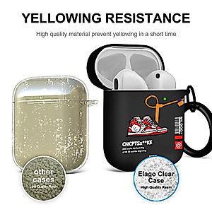 EJMM for Airpods Case, Cool Sports Shoes Design TPU Protective Accessories with Keychain Compatible Airpods 1st and 2nd Generation for Men Boys Teen Girls,Black Red Shoes