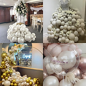 Pearl White Balloons Arch Double-Stuffed White Balloons Garland Ivory Balloon Different Sizes 18/12/10/5inch 61pcs Cream Beige Latex Balloons for Wedding Bridal Birthday Anniversary Decorations