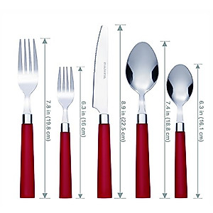 Bon Florentine 20-Piece Stainless Steel Flatware Silverware Cutlery Set - Red, Include Knife/Fork/Spoon, Dishwasher Safe, Service for 4
