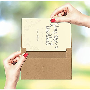A7 Kraft Invitation Envelopes, 100-Pack, Use with 5 x 7 inch Cards, Strong Bond Paper, by Better Office Products, Straight Flap with Peel and Stick Closure, 100 Pack (5.25 x 7.25 inch)