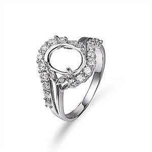 Lanmi Women's Oval 5X7mm 7.5X9.5mm 8X10mm 14K White Yellow Gold Diamond Semi Mount Engagement Wedding Ring Set