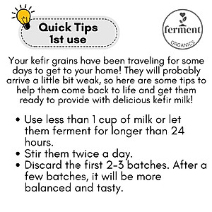 Live Kefir Grains 1 TBSP, Kefir Starter Culture, Rich in Live Active Probiotics, Start your own Kefir Culture at Home, Bulgaros de Leche, Beginners Kit