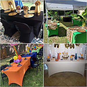 eccwai Spandex 6ft Waterproof Table Cover for Party,Wedding, Banquet, and Events(Black)