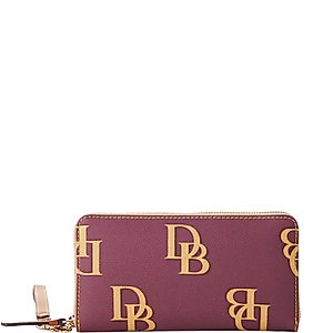 Dooney & Bourke Handbag, Monogram Large Zip Around Wristlet - Wine
