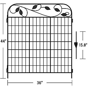 Amagabeli 2 Pack Decorative Garden Fence Border 36in(L)x44in(H) Animal Barrier Dogs Rustproof Landscape Wrought Iron Fencing Gate Folding Patio Flower Bed Black ET043
