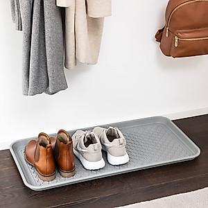 Navaris Boot Trays for Entryway (Set of 3) - 30" x 15" Large Waterproof Shoe Tray for Winter Shoes Boots - Indoor, Front Door, Mudroom, Garage - Gray
