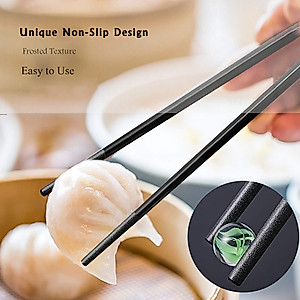 10 Pairs Reusable Chopsticks Dishwasher Safe,9.5 Inch Fiberglass Chop Sticks Multipack Metal Japanese Korean Chopsticks for food
