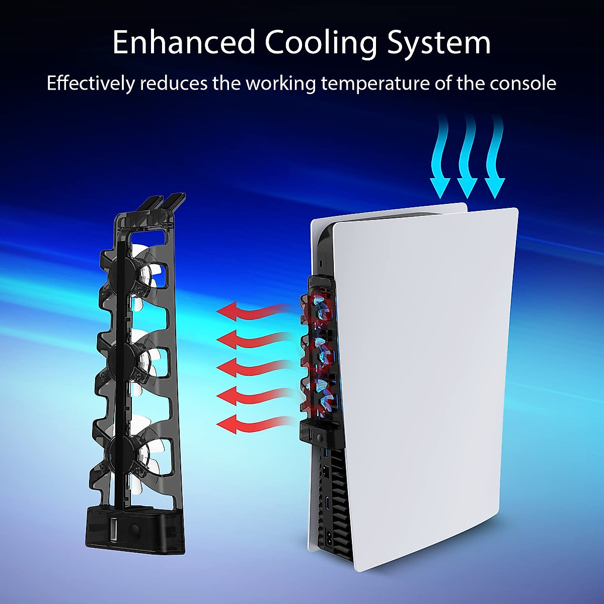 NexiGo PS5 Accessories Essential Kit, PS5 Wall Mount Kit with Charging Station, Cooling Fan with LED Light, Efficient Cooling System, Wall Mount Set for PSVR2 Controllers, Hanging Near or Behind TV