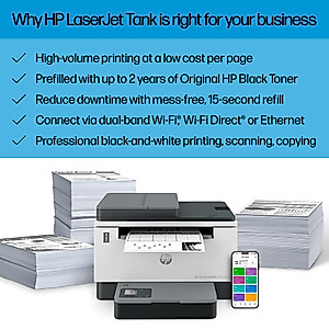 HP LaserJet Tank MFP 2604sdw Wireless Black & White Printer Prefilled With Up to 2 Years of Original HP Toner (381V1A)