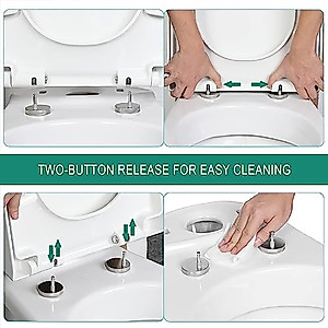 DFEDHF White Square Toilet Seat Lid Rectangular Shape Toilet Seat with Mute Soft Close Seat Cover & Quick-Release, Easy Top Fix Blind Hole,03B (05A)