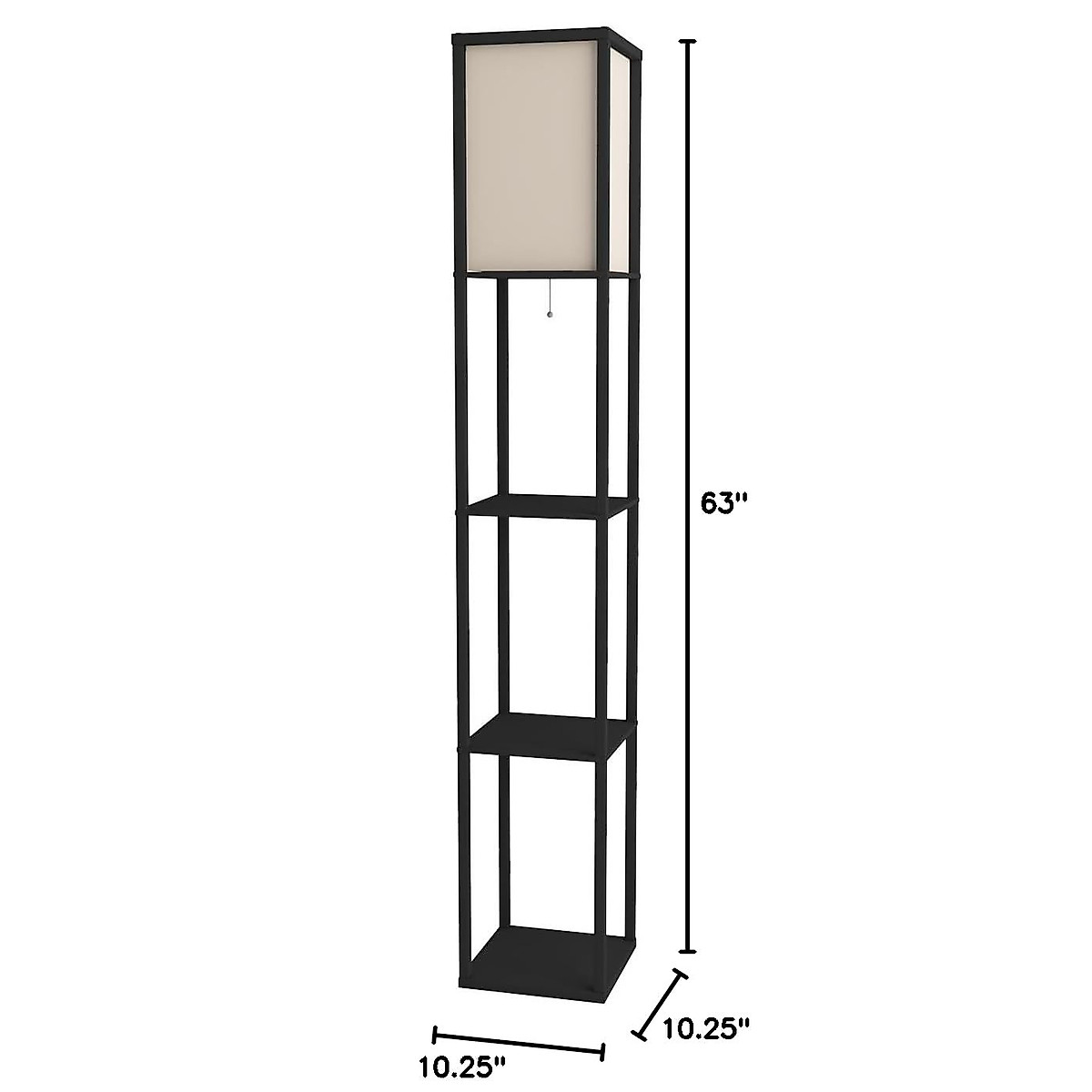 Adesso 3138-01 Wright 63 In. Floor Lamp - Smart Switch Compatible Light Fixtures with Two Storage Shelves. Lighting Accessories , Black