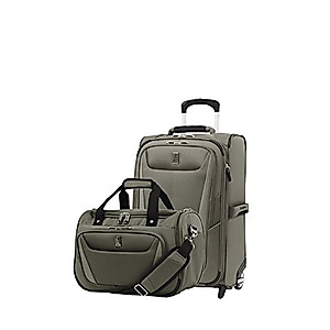 Travelpro Maxlite 5 Softside 2pc Set Expandable Carry On Upright 2 Wheel Luggage/Soft Underseat Tote, Lightweight Suitcase, Men and Women, Slate Green