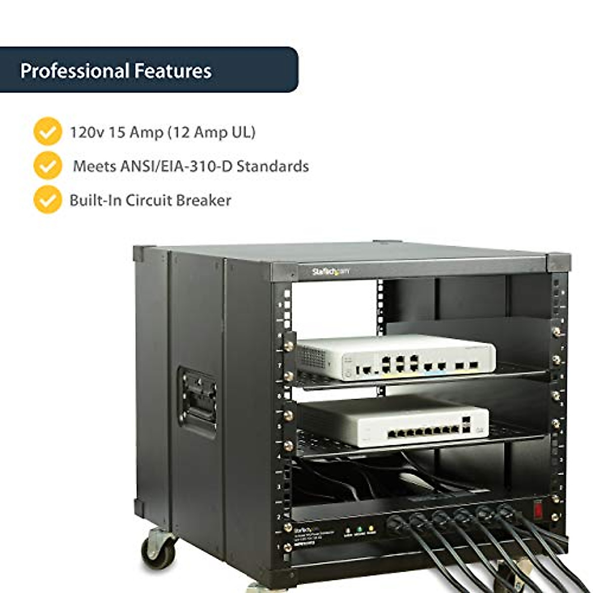 StarTech.com 16 Outlet Horizontal 1U Rack Mount PDU Power Strip for Network Server Racks - Surge Protection - 120V/15A - 6ft Power Cord (RKPW161915)