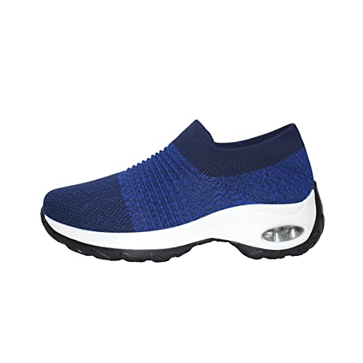 Ad Tec Women's Slip On Sock Sneakers Mesh Upper Walking Shoes | Breathable & Comfortable Air Cushion Casual Wedge Platform Loafers Royal