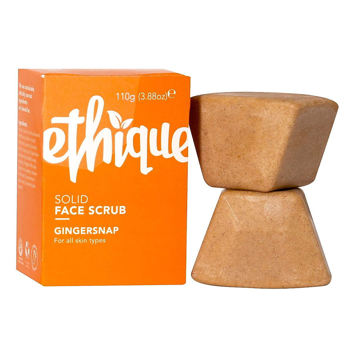 Ethique Gingersnap - Gentle Natural Solid Face Scrub - Exfoliating Face Cleanser for All Skin Types -Vegan, Eco-Friendly- Zero-Waste, Plastic-Free, Cruelty-Free, 3.53 oz (Pack of 1: 4 bars)