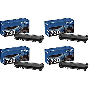 Brother Genuine Black Toner Cartridge 4-Pack, TN730, Replacement Black Toner, Page Yield Up to 1,200 Pages Each