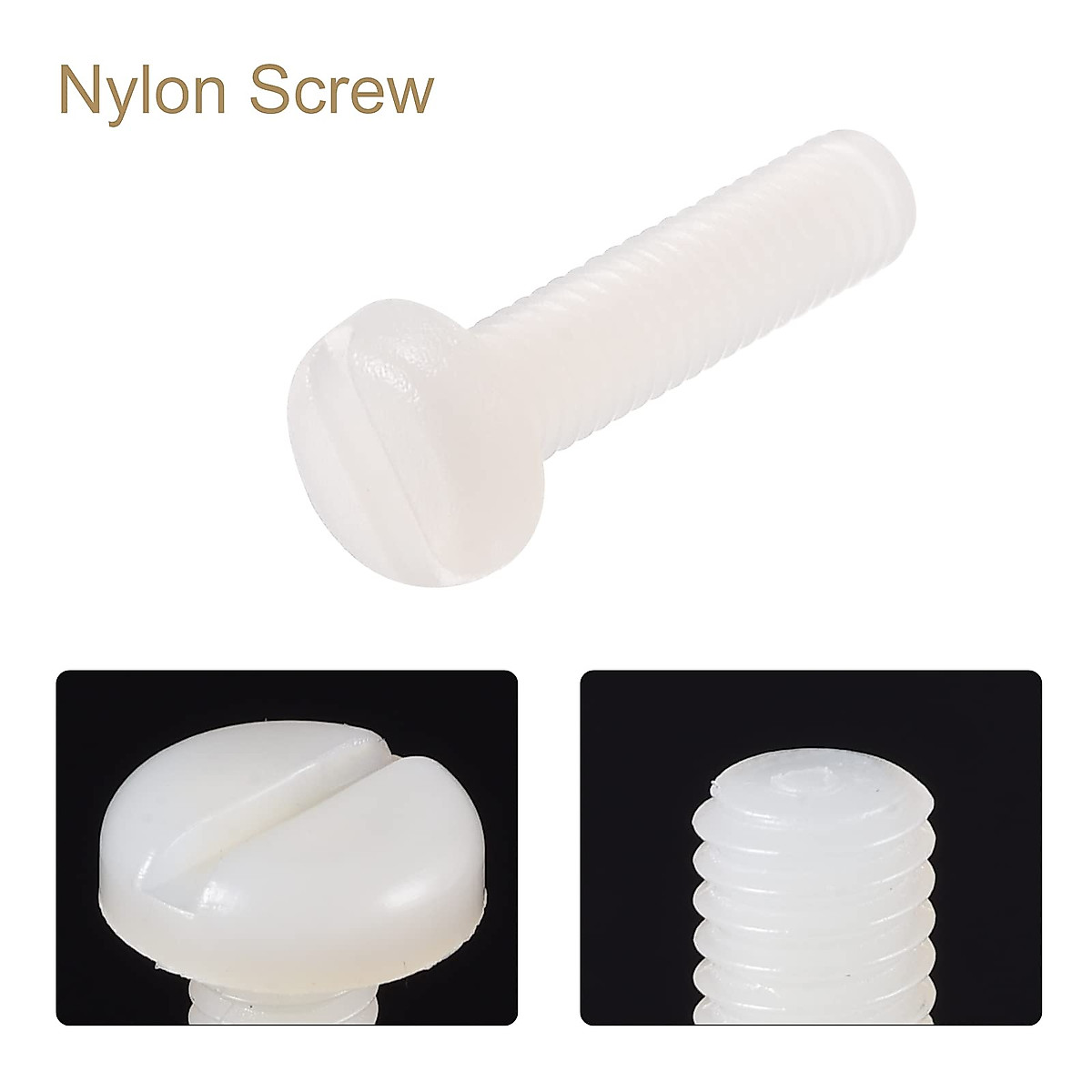 uxcell M3 x 25mm Nylon Machine Screws, Pan Head Slotted Screw Fasteners, 60pcs