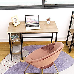 Coral Flower Landisl Desk,Simple and Modern Design,with Two Open Shelves for Books, Office Supplies or Accessories Within Easy Reach，Light Oak