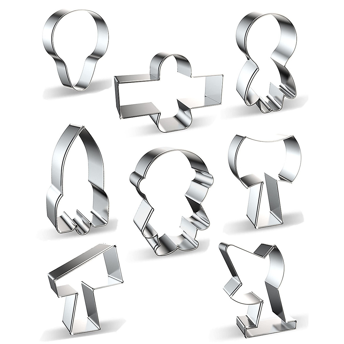 Space Alien Series Cookie Cutter Set of 8 pcs, Stainless Steel UFO Fondant Cutters Set Pastry Biscuit Baking Clay DIY Molds for Kids