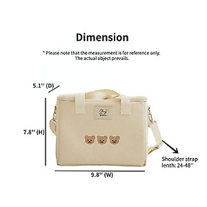 RICHTRUE Kawaii Lunch Bag for Girls Lunch Box Insulated Cute Lunch Bags for Women Insulated Lunch Box for Kids (Beige 2)