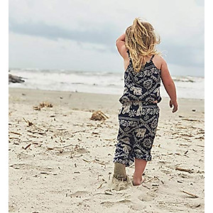 2Pcs/Set Kids Baby Girls Elephant Jumpsuit Romper, Straps Tops+Harem Pants Outfit (2-3 Years, Blue)