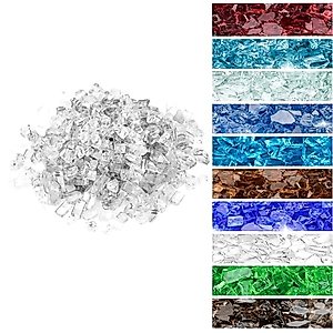 onlyfire 10-Pounds High Luster Fire Glass for Natural or Propane Fire Pit Fireplace & Landscaping, 1/2-Inch Platinum