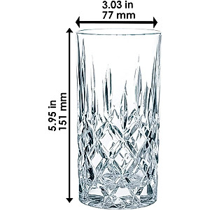 Nachtmann Noblesse Collection Long Drink Glasses | Set of 4 cocktail Cups | Made of Crystal Glass | 6-Inch Highball Glasses for Cocktails, Juice and other Mixed Drinks | 13-Ounces