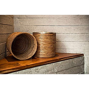 JOSE ARTESANO Pine Needle (Ocoxal) Waste Basket, 9.8 in x 9.8 in, Cylindrical, Wicker Trash Can, Natural, 100% Sustainable, Organic and Vegan