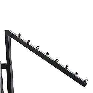 Clothing Rack - Black 2-Way - Straight & Slanted Arms with Black Matte and Chrome Accents - Adjustable from 48" to 72" - Use for Retail, Restaurants, and Home Storage
