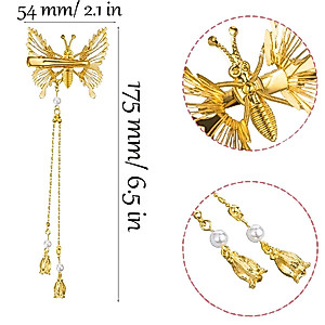 Flymind 6Pcs Moving Butterfly Tassel Hair Clips, Elegant Antique Side Hairpins Decorative Accessories for Women Girls (Silver)