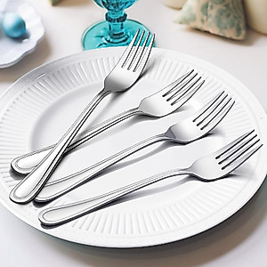 Dinner Forks Set of 12, E-far 7.9 Inch Stainless Steel Forks for Home, Kitchen or Restaurant, Non-toxic & Mirror Polished, Easy to Clean & Dishwasher Safe