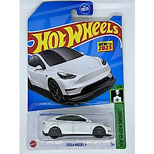 Hot Wheels - Tesla Model Y - White - HW Green Speed - 2023 - Mint/NrMint Ships Bubble Wrapped in a Box