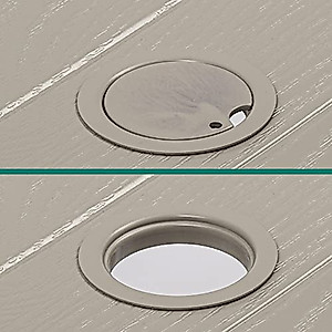 YITAHOME 7-Piece Patio Dining Set, Outdoor Wicker Conversation Furniture with 2 Rocking Chairs, Soft Gray Cushions and Imitation Wood Grain Dining Table for Backyard, Balcony and Garden