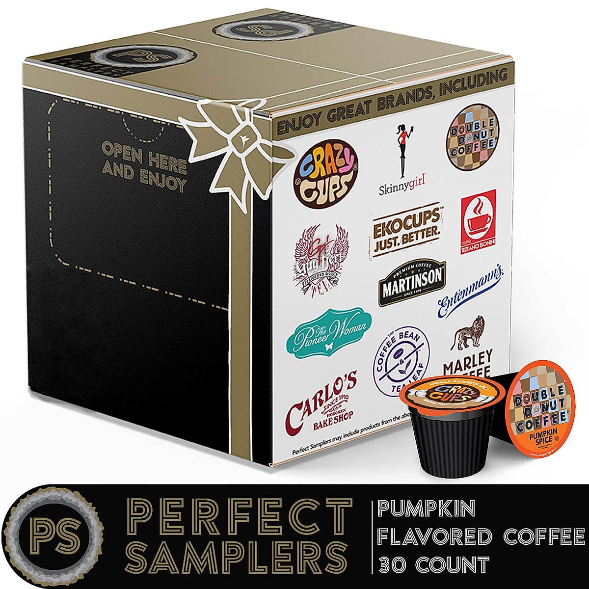 Perfect Samplers Pumpkin Spice Coffee Pods Variety Pack, Medium Roast Coffee for Keurig K Cups Machines, Pumpkin Coffee Pods Sampler, 30 Count