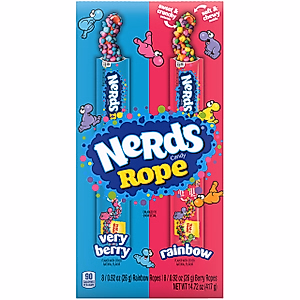 NERDS Rope, Candy, Variety Box, Rainbow & Very Berry, 0.92oz (16 ct)