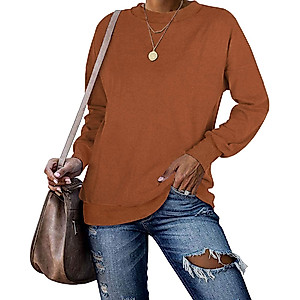 PLMOKEN Plus Size Sweatshirts for Women Casual Long Sleeve Tunic Tops for Leggings for Women(Caramel2,3XL)