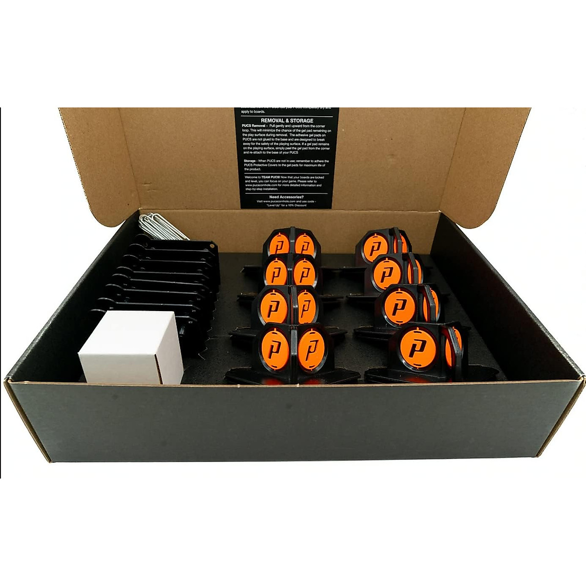 PUCS Elite Package - 3 in 1 Cornhole Board Stabilization System - Keeps Cornhole Boards in Place & Level - Safe & Suitable for Virtually Any Cornhole Game Playing Surface - Made in The USA