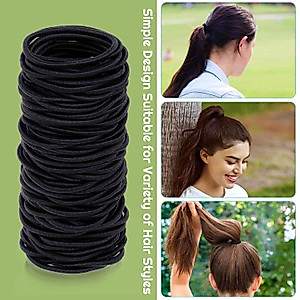150 Pieces Black Hair Ties for Thick Curly Hair Bulk Hair Ties Ponytail Holders Hair Elastics Bands for Women or Men (4mm)