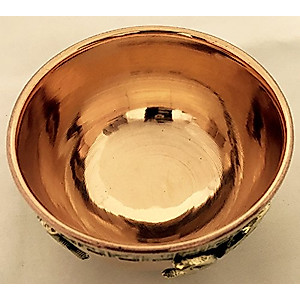 Triple Moon Pentacle Copper Offering Bowl 3", Great for Altar use, Ritual use, Incense Burner, smudging Bowl, Decoration Bowl, offering Bowl - New Age Imports, Inc.