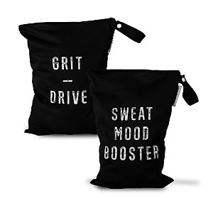 Little & Lourdes Wet Bags, Waterproof Dry Bags for Pool, Wet Swimsuits, Gym Sweaty Clothes, Baby Cloth Diaper Bags, Travel Bags, Washable, Reusable, Swimming Equipment Bags (Sweat Mood Booster)