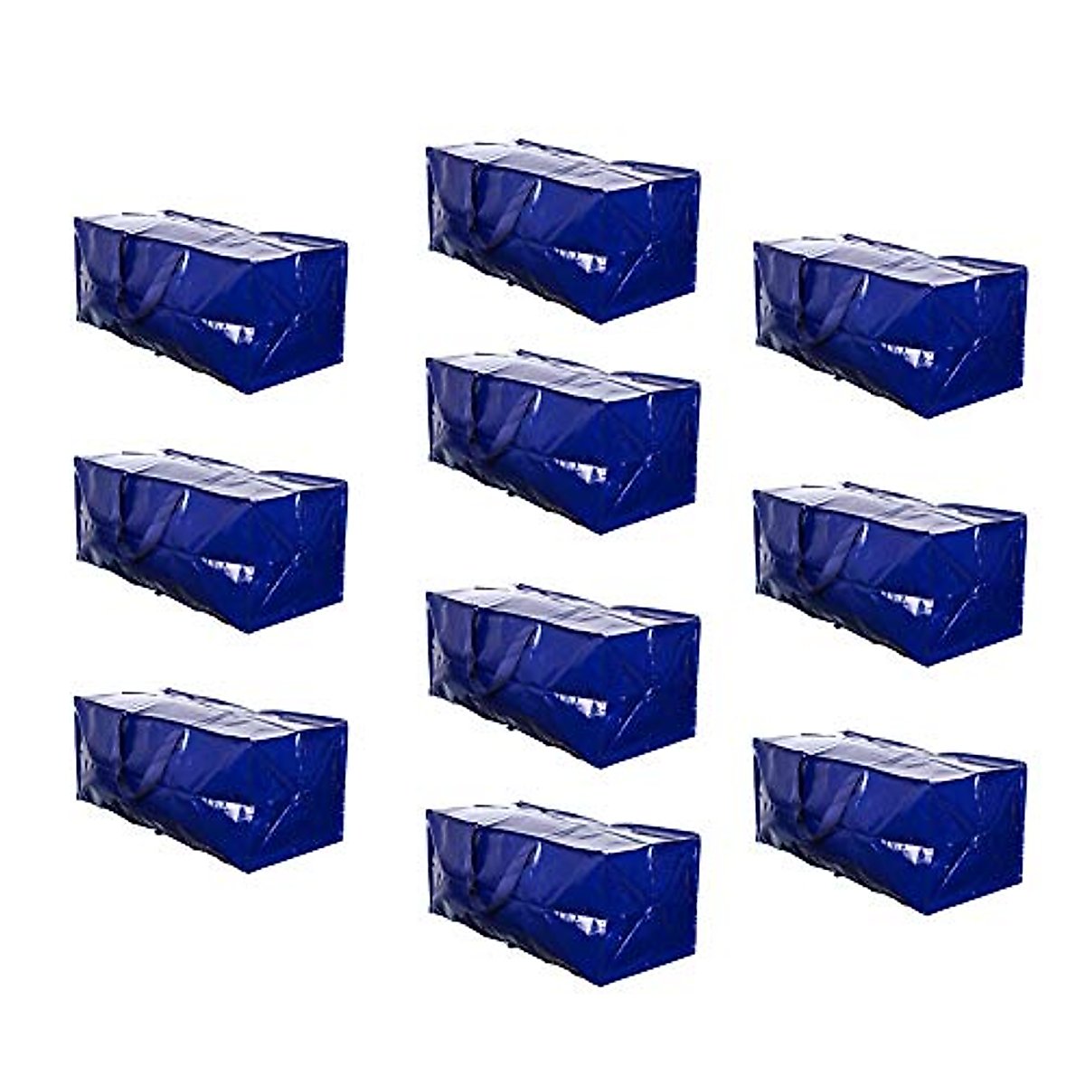 VENO Heavy Duty Extra Large Moving Bags W/ Backpack Straps Strong Handles & Zippers, Storage Totes For Space Saving, Fold Flat, Alternative to Moving Box, Made of Recycled Material (Blue - Set of 10)