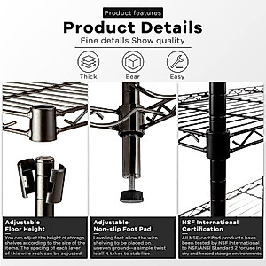 4-Tier Shelf Adjustable, Heavy Duty Storage Shelving Unit (250 Lbs Loading Capacity Per Shelf) Metal Shelves Steel Organizer Wire Rack Shelf for Pantry Garage Kitchen