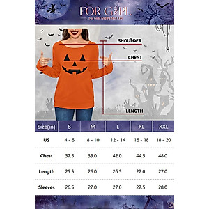 Halloween Womens Shirts Pumpkin Sweatshirts Casual Pullover Orange Tops Jack-O-Lantern XL