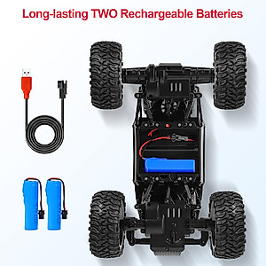 HENEROAR RC Cars,1:14 Scale All Terrain Remote Control Car, 4WD 2.4GHz Off Road Monster Vehicle RC Truck Crawler with Dual Motors, 2 Rechargeable Batteries for 90 Min Play, Toy Gift for Boys Girls