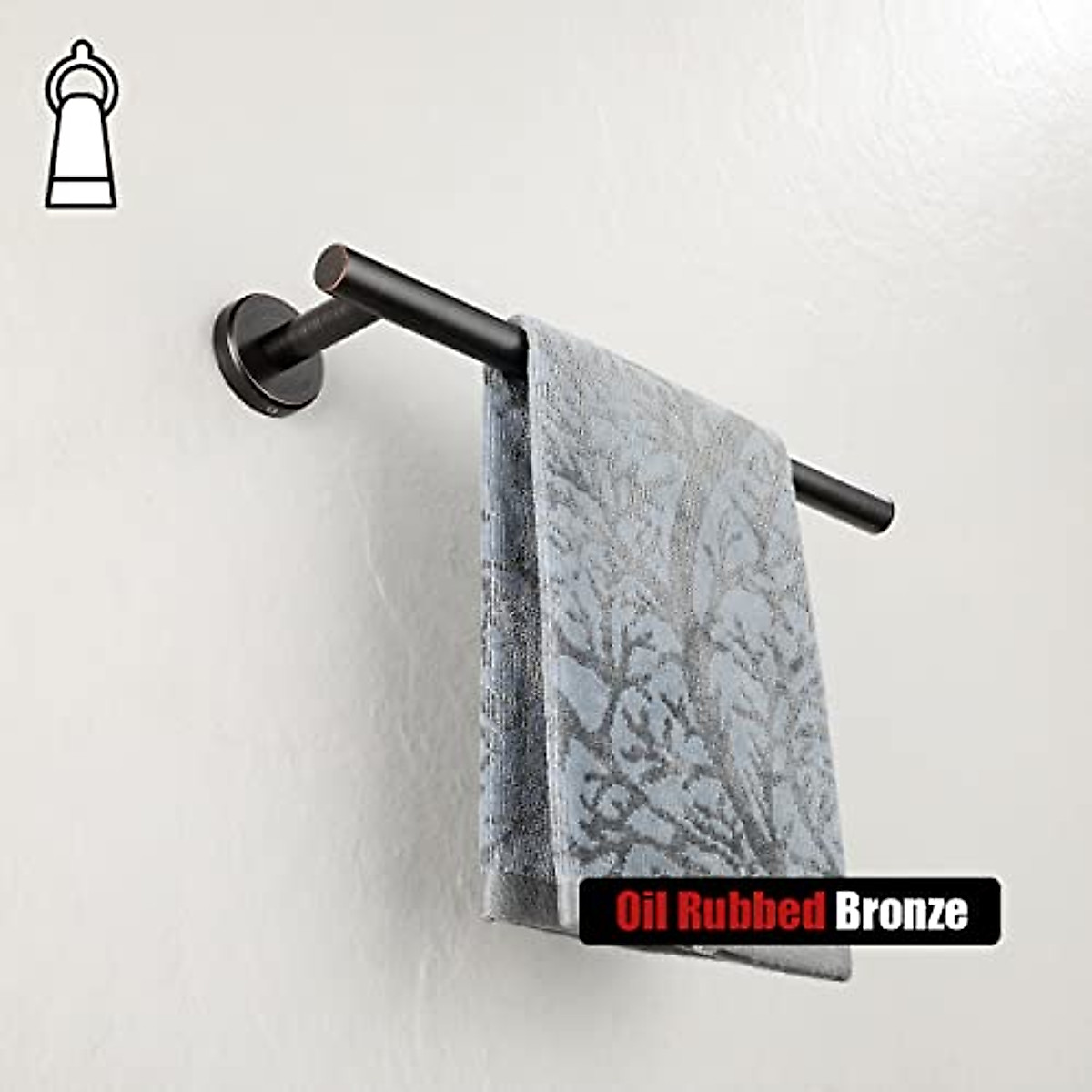 JQK Hand Towel Holder Towel Ring Oil Rubbed Bronze, Thicken 8mm 304 Stainless Steel Bathroom Hand Towel Bar, 12 Inch Wall Mount Towel Rack Hanger, ORB, THH110L12-ORB