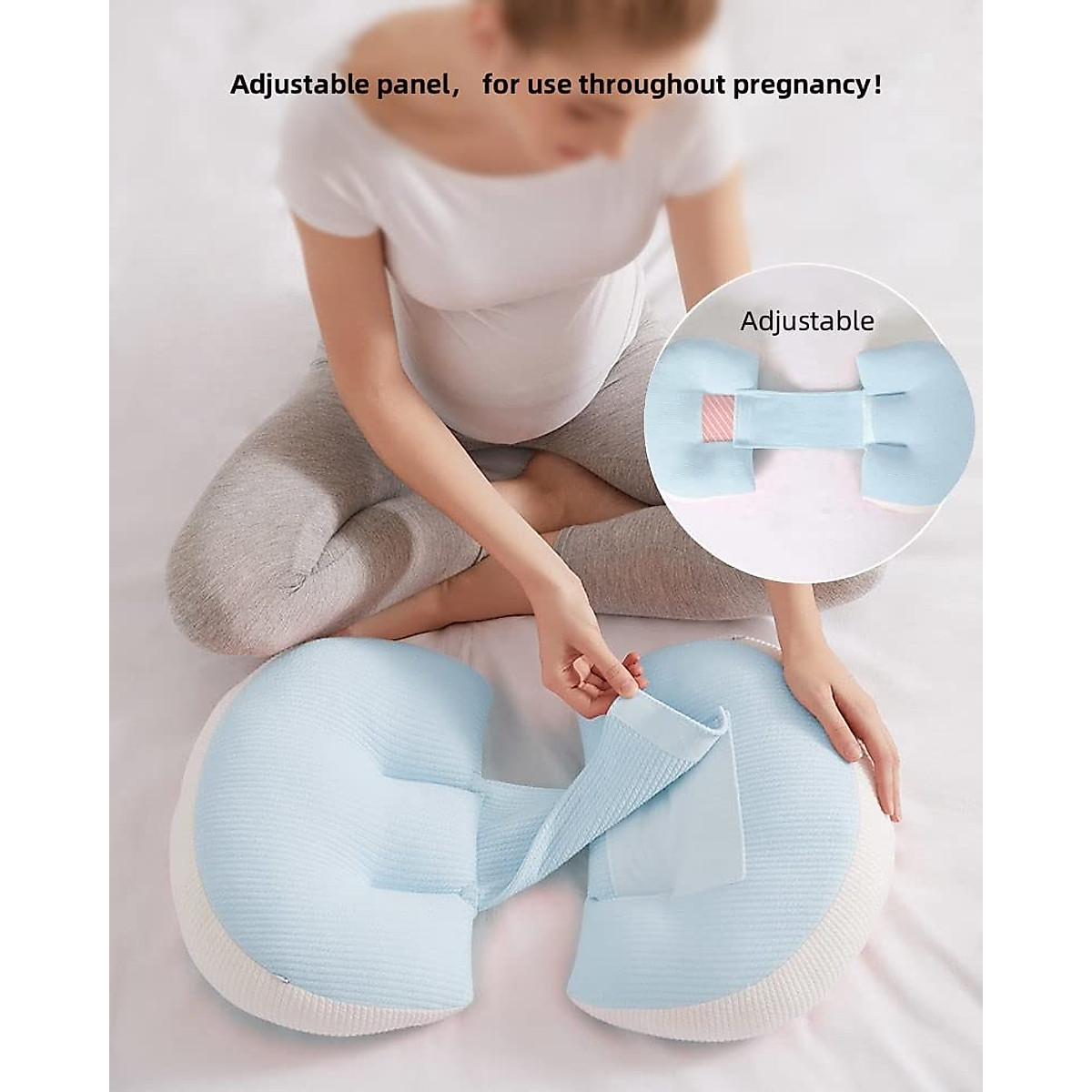 WYXunPlanet Soft Maternity Pillow | U-Shaped Design | Detachable Extension | Full Body Comfort & Pregnancy Relief (Blue)