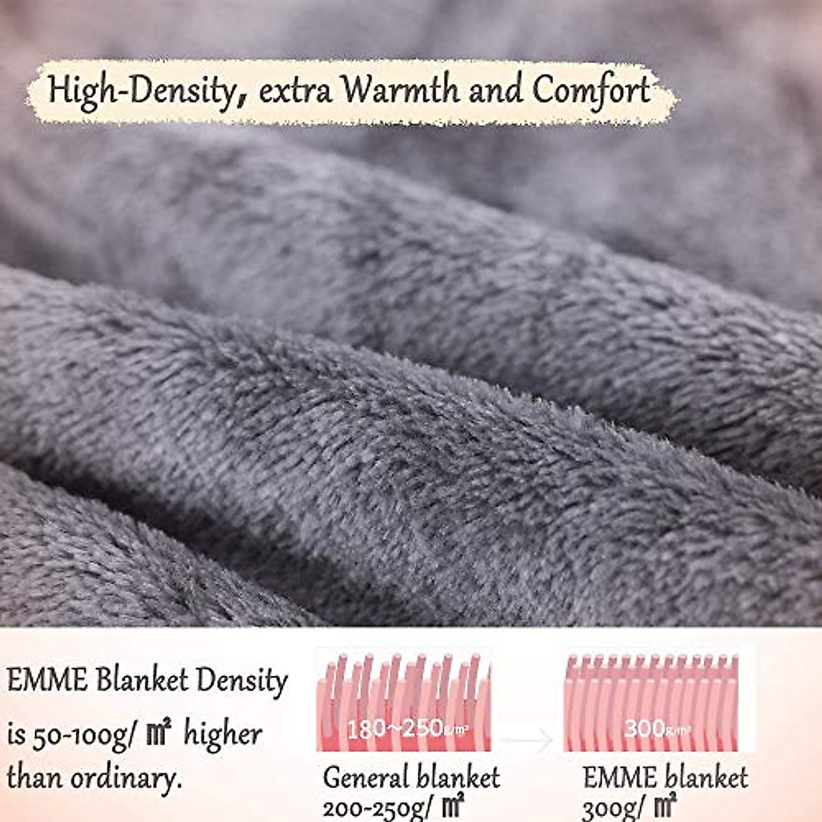 EMME Velvet Fleece Twin Blanket Quality High-Density Bed Blankets for Couch Silky Soft Twin Blankets Premium Cozy Fleece Blankets and Throws Lightweight and Warm for All Season (Grey, 60" x 80")
