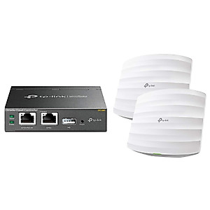 TP-Link OC200 Omada Cloud Controller - Supports 802.3AF/At with EAP225 V3 Wireless Gigabit Ceiling Mount Access Point, Supports PoE and Passive PoE(Injector Included)