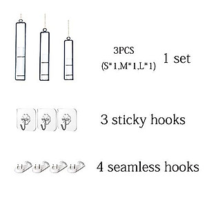 Hanging Glass Planter Water Iron Art Hydroponic Vase Transparent Test Tube Flower Hanging Bottle Home Decoration (3pcs-S,M,L)