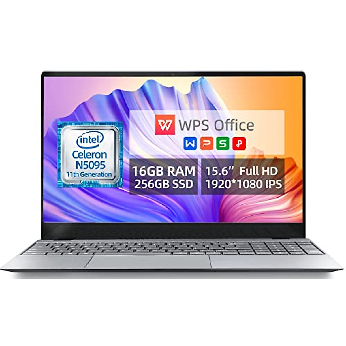 Windows 11 Laptop, 16GB RAM 256G SSD 512GB TF Card Expansion ,15.6 Inch N5095 Quad core, FHD 1920*1080 IPS Display, HDMI,2.4/5G/AC WiFi, Thin& Light Notebook , All-Metal Body,Office Built-in